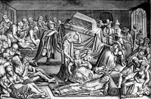 Bubonic Plague Woodcut - EARLY CHURCH HISTORY